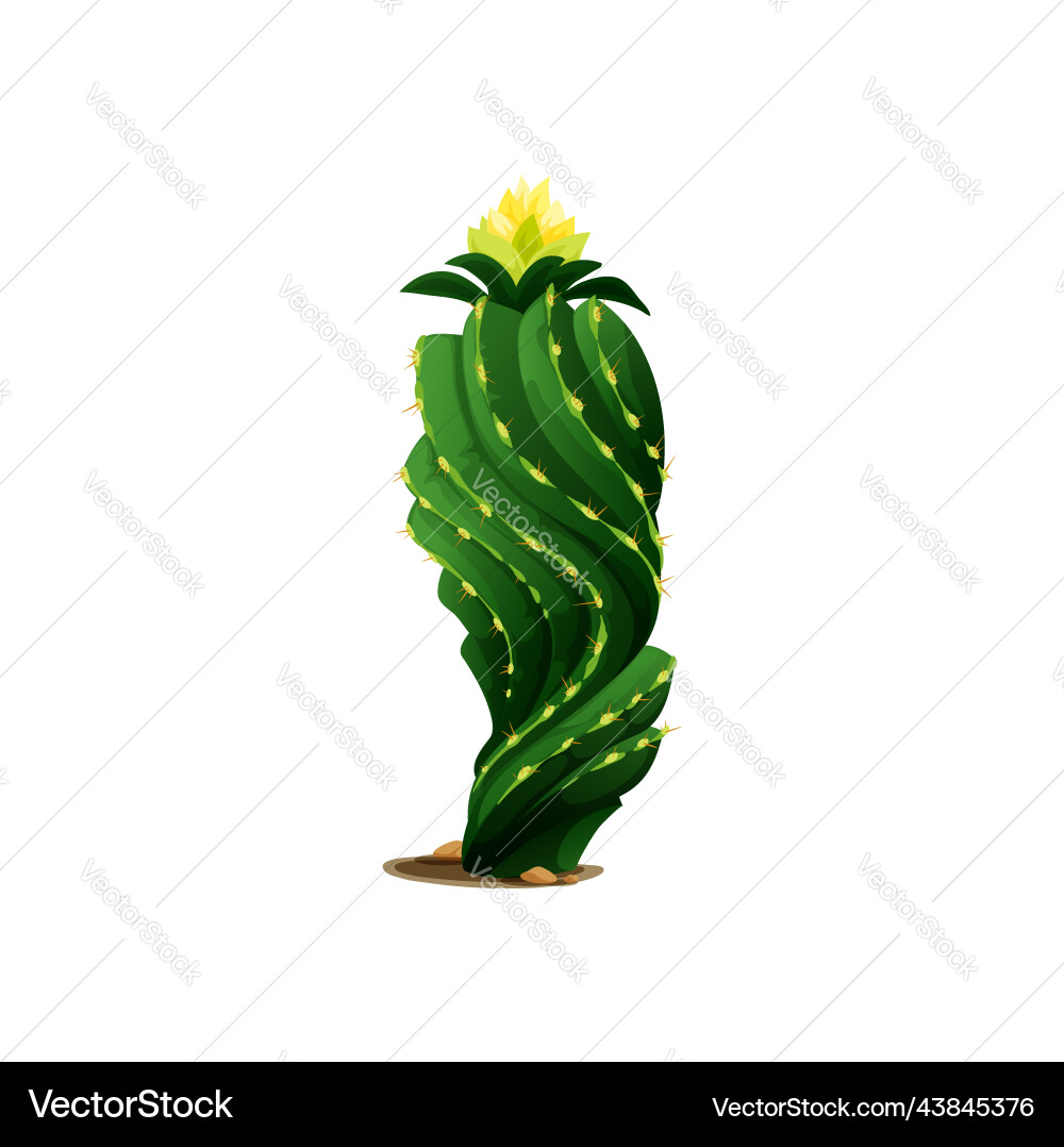 Cactus with yellow flower isolated prickly plant Vector Image
