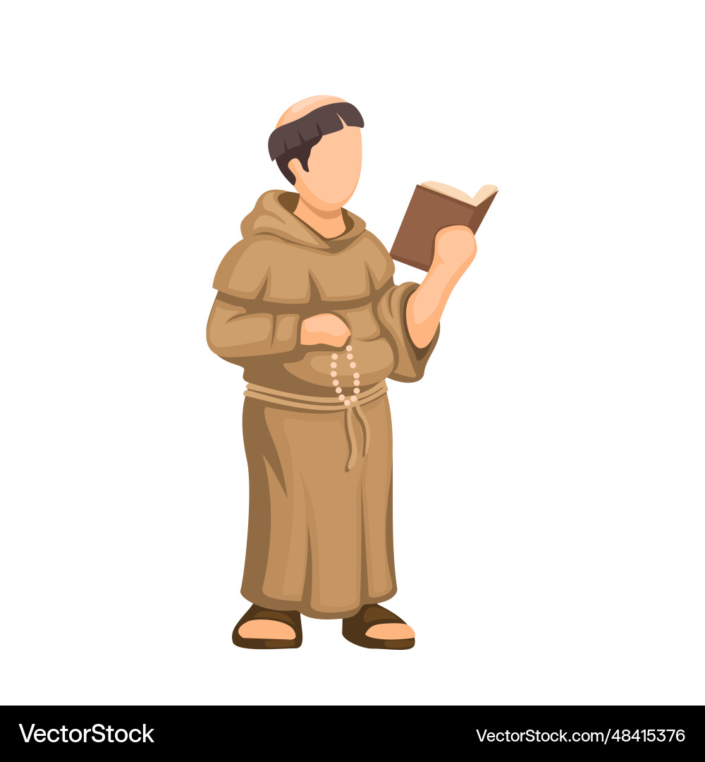 Catholic monk in robe uniform religious character Vector Image