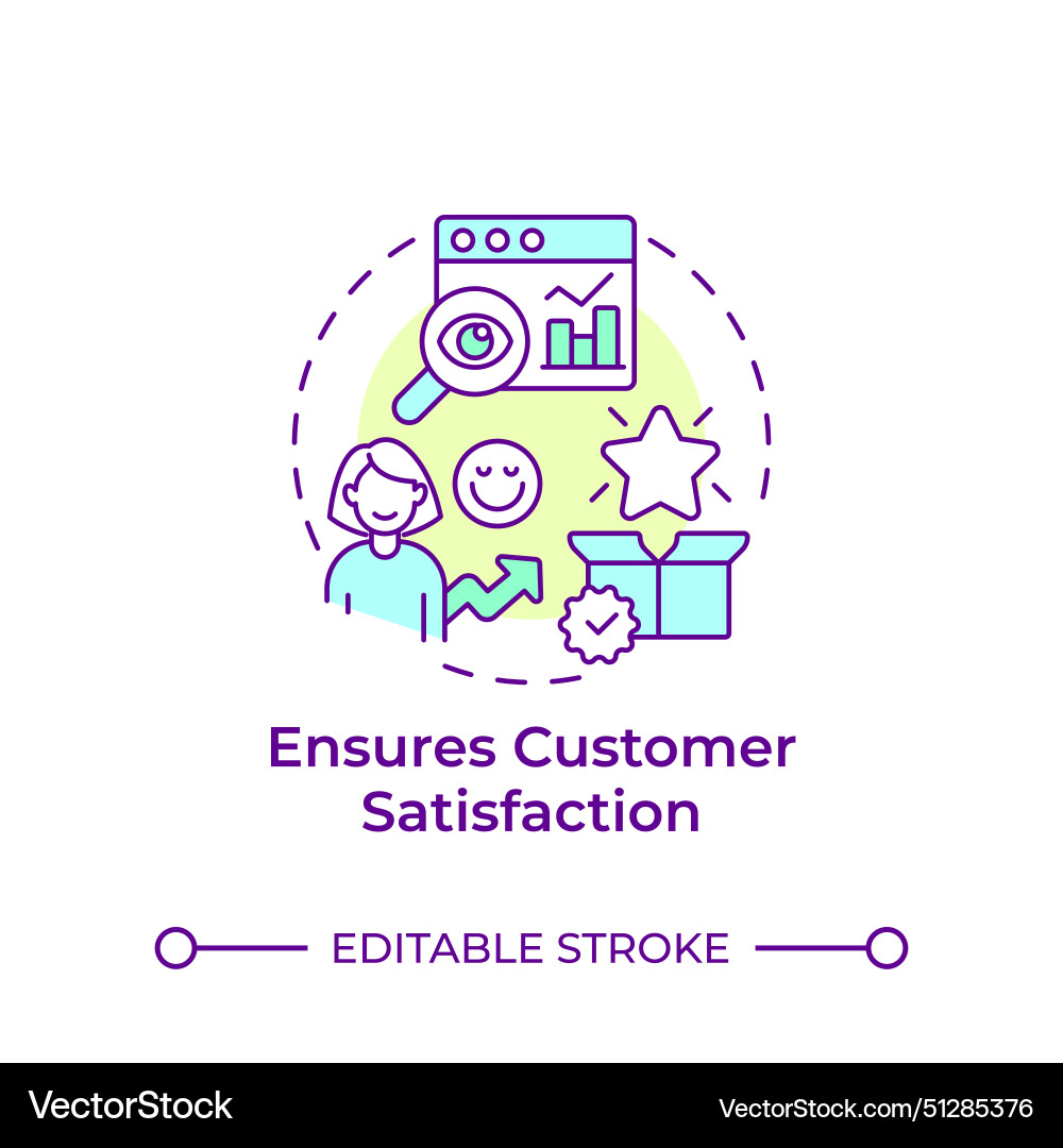 Ensures customer satisfaction multi color concept Vector Image