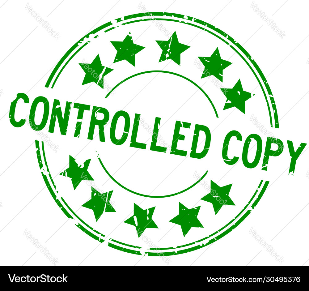 Grunge green controlled copy word with star icon Vector Image