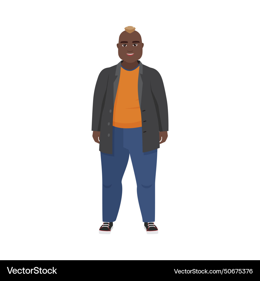 Happy plus size man standing and smiling front Vector Image