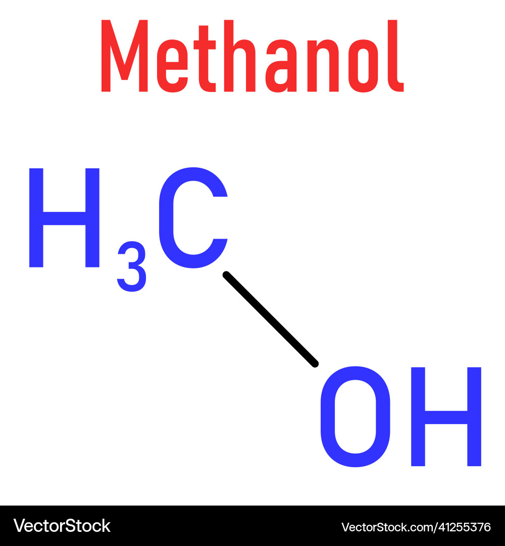 Methanol molecule skeletal formula Royalty Free Vector Image