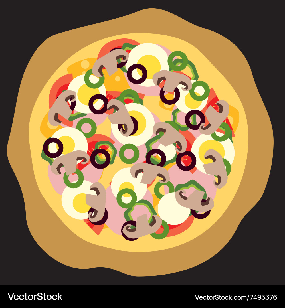 Pizza black background Royalty Free Vector Image