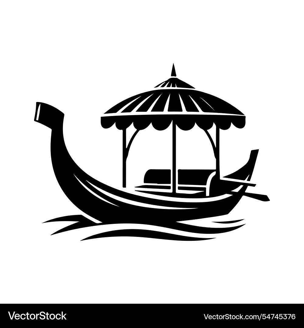 Sampan silhouette download high-quality graphics Vector Image
