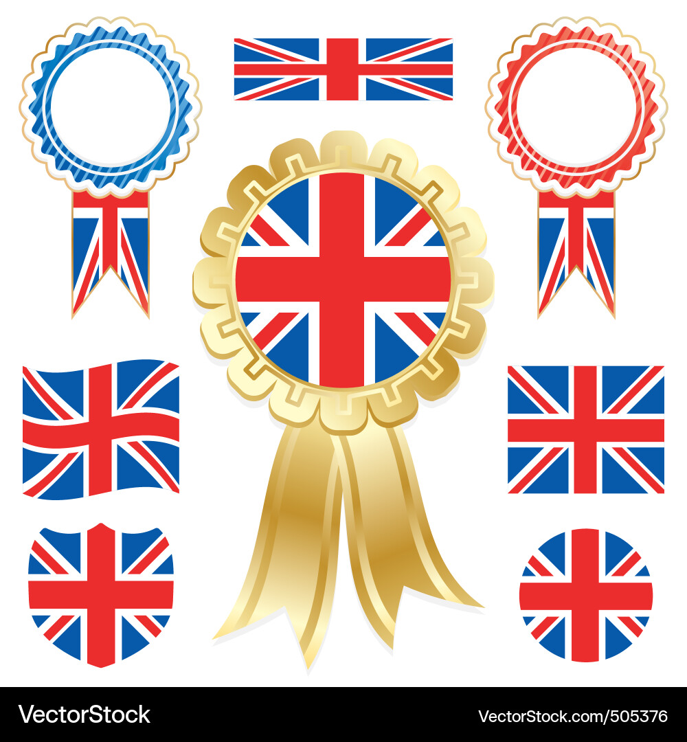 Uk flags Royalty Free Vector Image - VectorStock