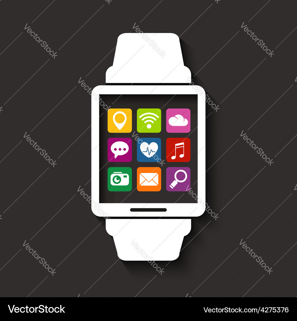 Wearables technology device with apps icons Vector Image