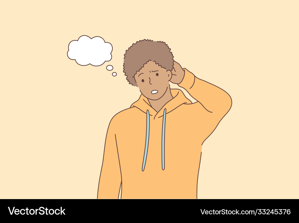 Young Man Contemplating Problem Royalty Free Vector Image