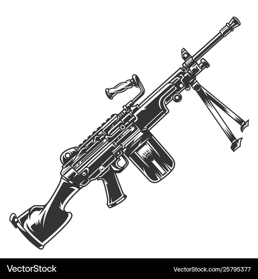 Automatic Rifle Concept - Monochrome Royalty Free Vector
