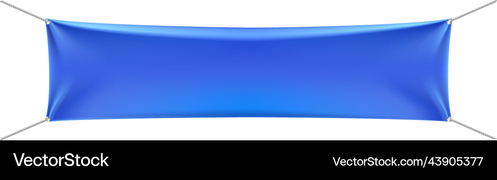 Blue textile banner hanging on strings realistic Vector Image