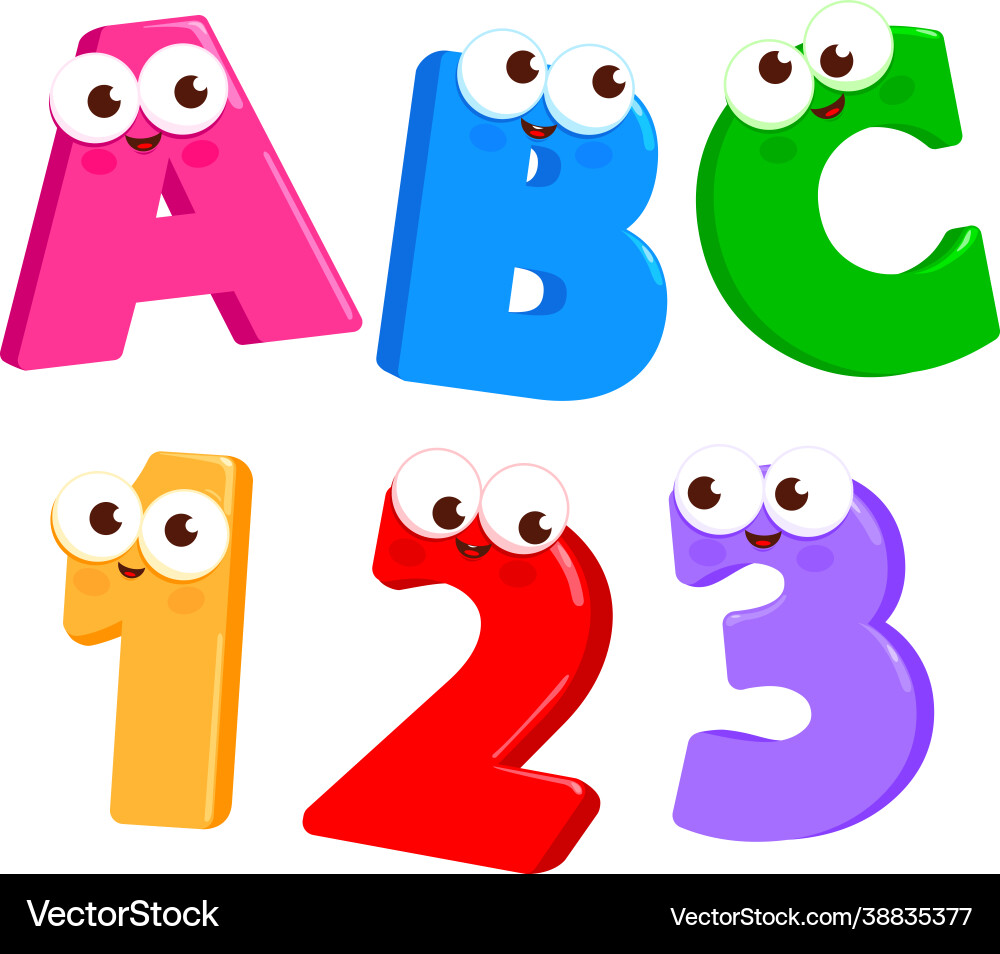 Cartoon letters and numbers Royalty Free Vector Image