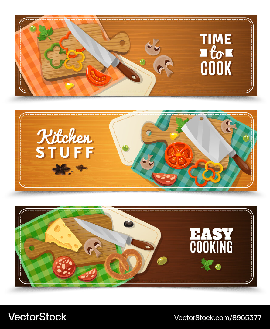 Cooking horizontal banners Royalty Free Vector Image