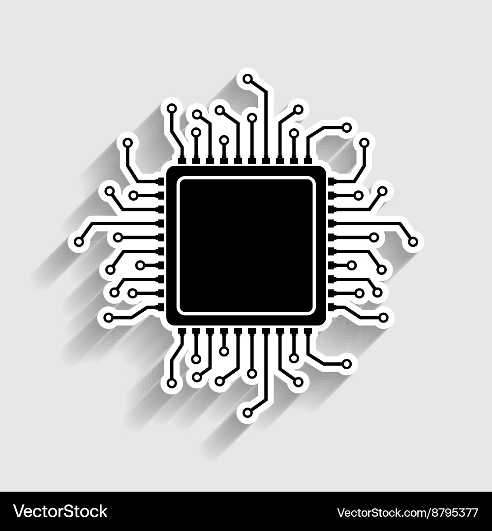 Cpu microprocessor sticker style icon Royalty Free Vector
