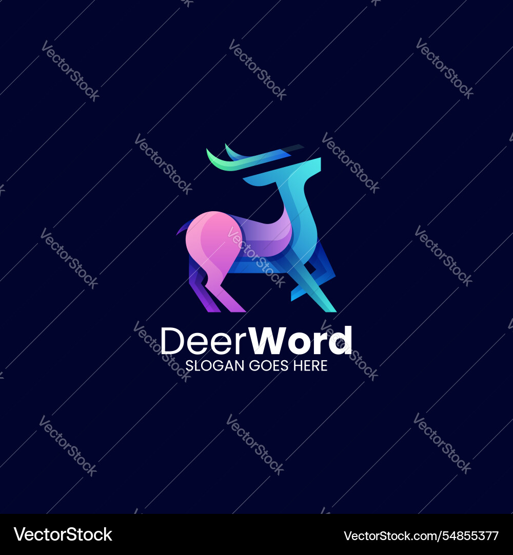 Deer word gradient colorful logo Royalty Free Vector Image