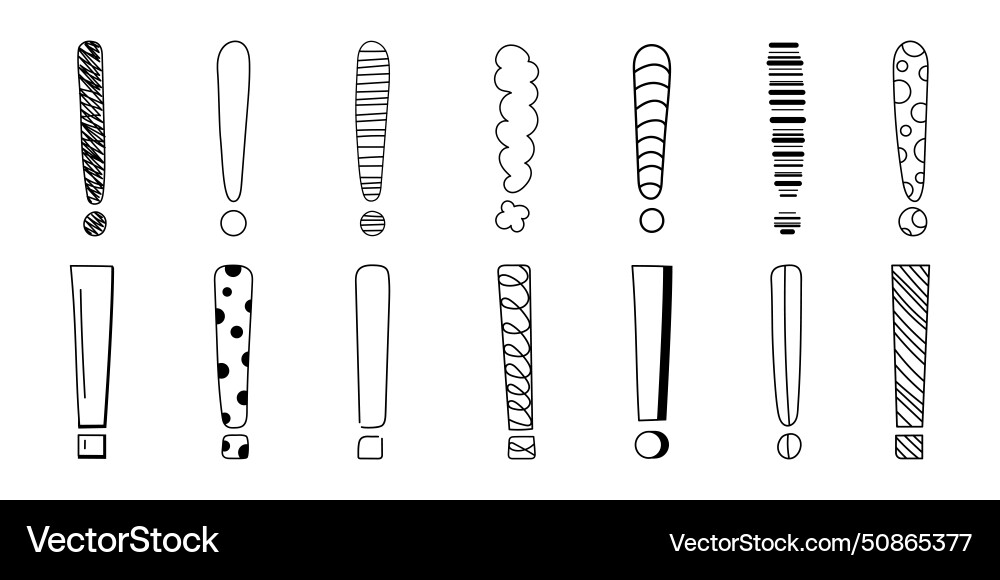 Doodle exclamation mark hand drawn sketch Vector Image