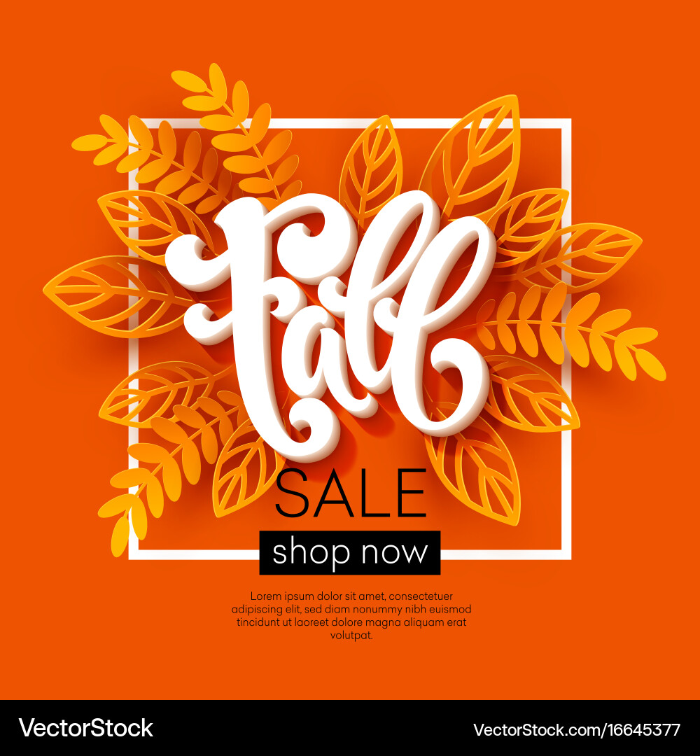 Fall sale background design with colorful paper Vector Image