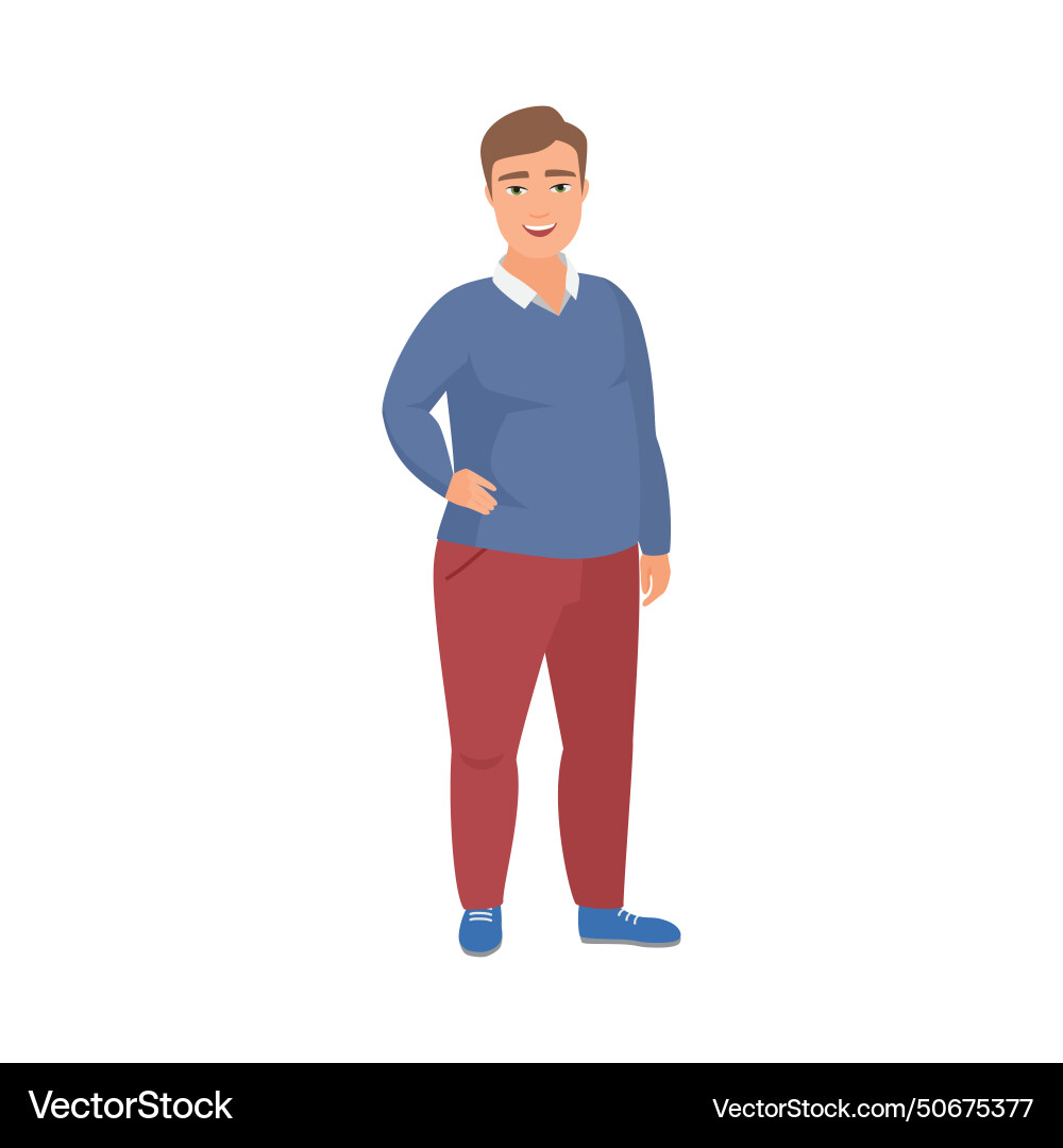Fat man smiling standing in confident pose Vector Image