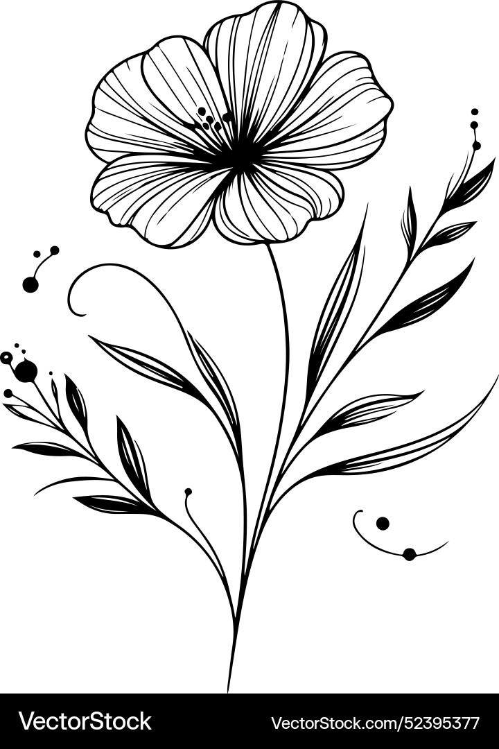 Flower line art Royalty Free Vector Image - VectorStock