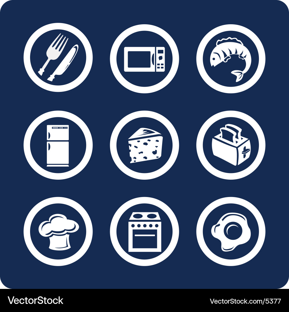 Food and kitchen icons Royalty Free Vector Image