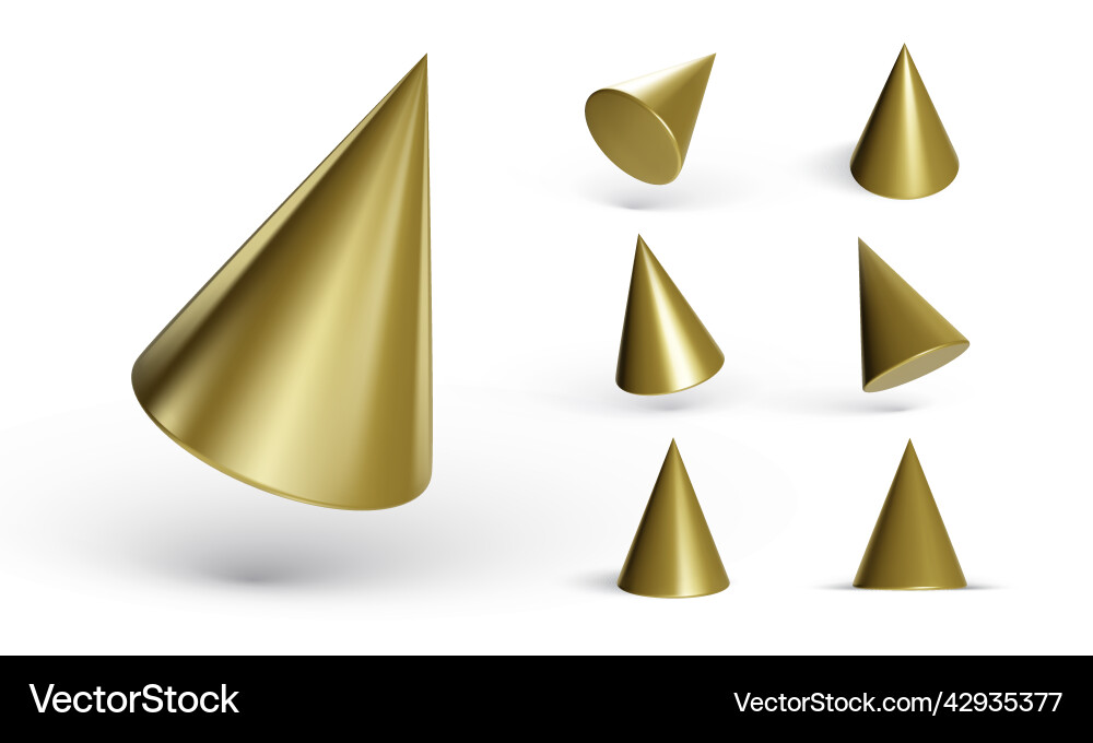 Set of geometric cones isolated on white Vector Image