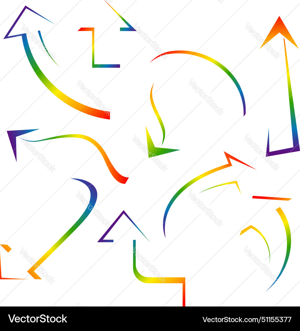 Set of rainbow colored arrows pointers elements Vector Image