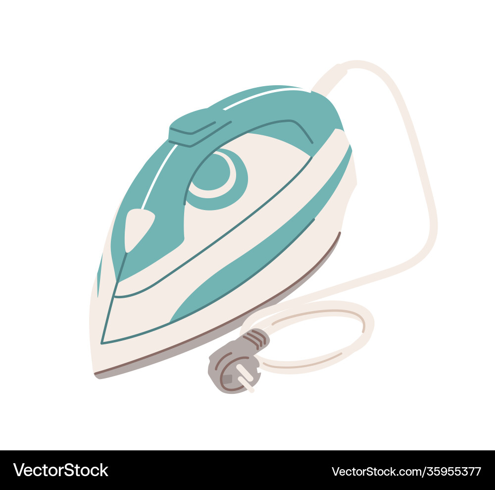 Steam iron press with cord and plug isolated Vector Image