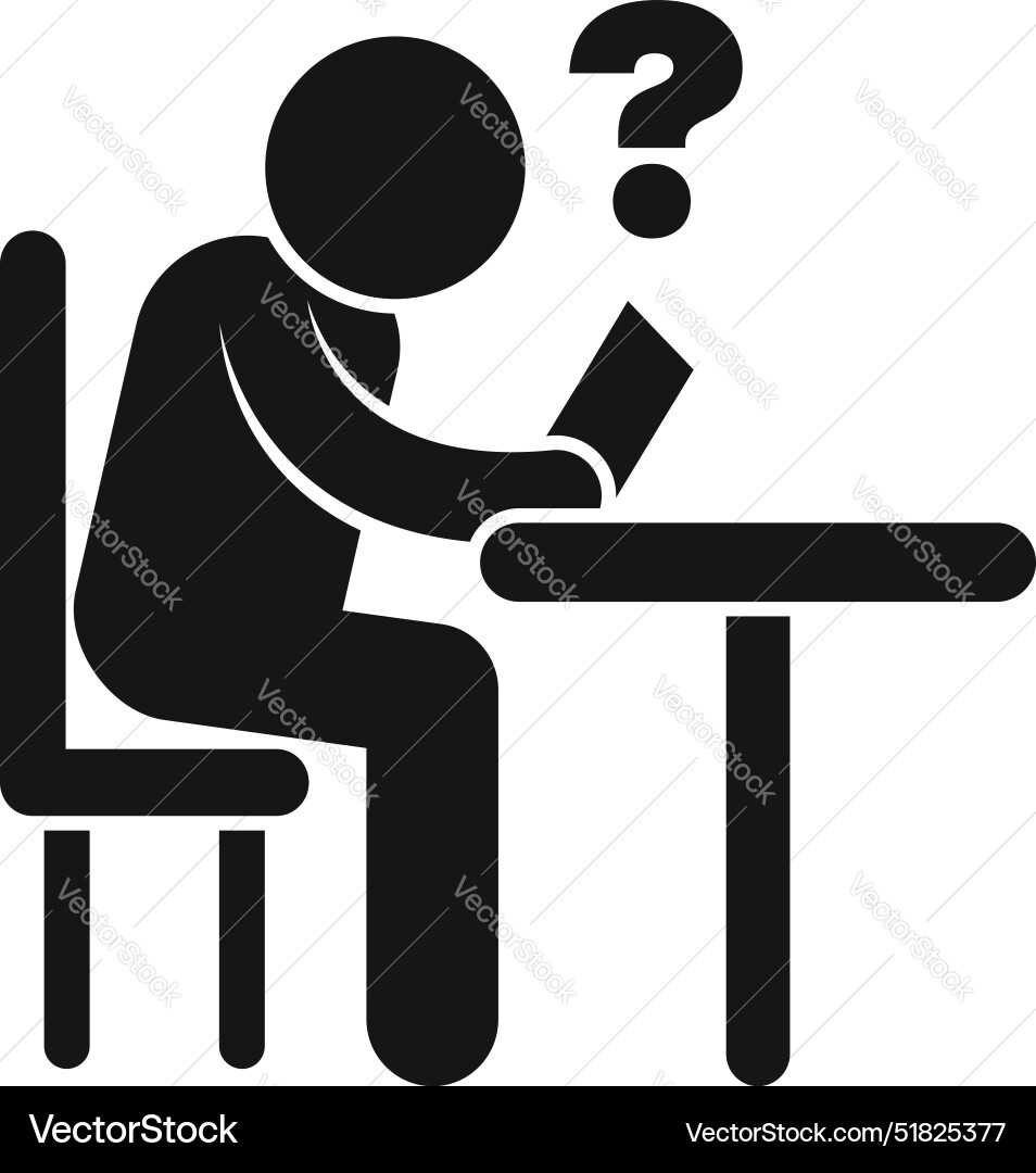 Student having doubts while studying at desk Vector Image