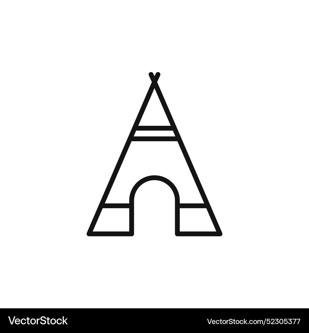 Teepee icon outline collection in black Royalty Free Vector