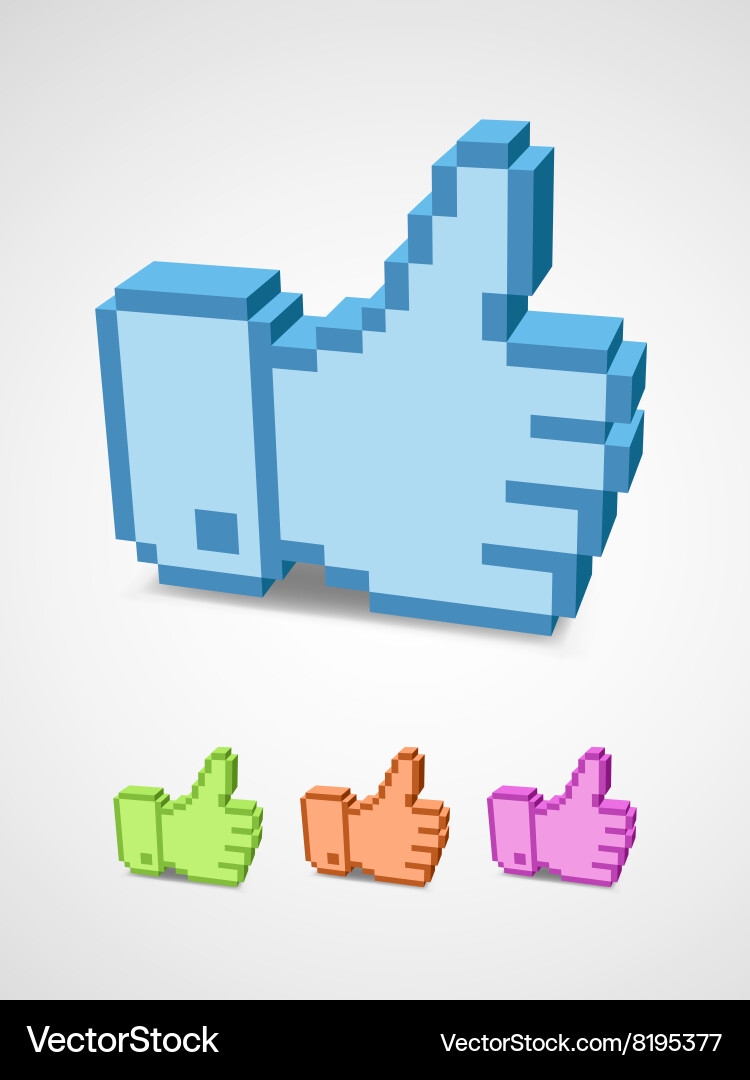 Thumb up icon of pixel art style Royalty Free Vector Image