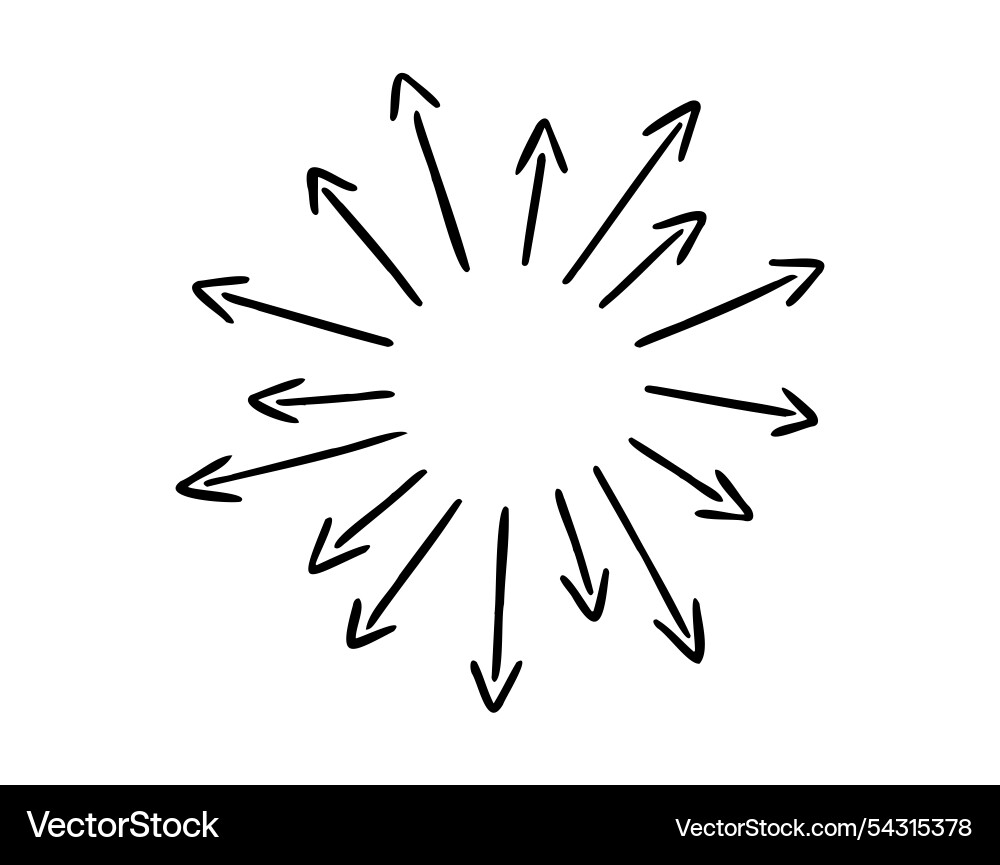 Arrows circle round arrow hand drawn doodle Vector Image