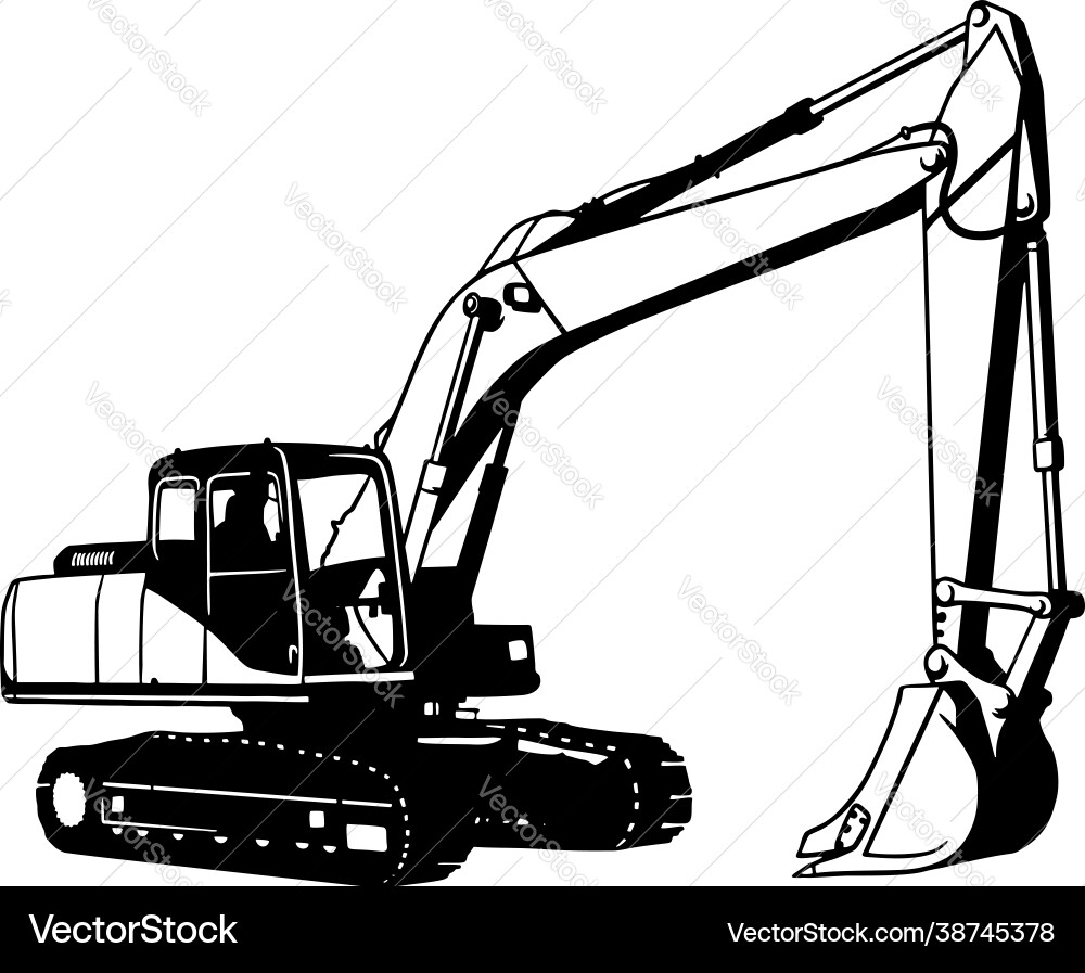 Excavator construction vehicle - digger machine Vector Image