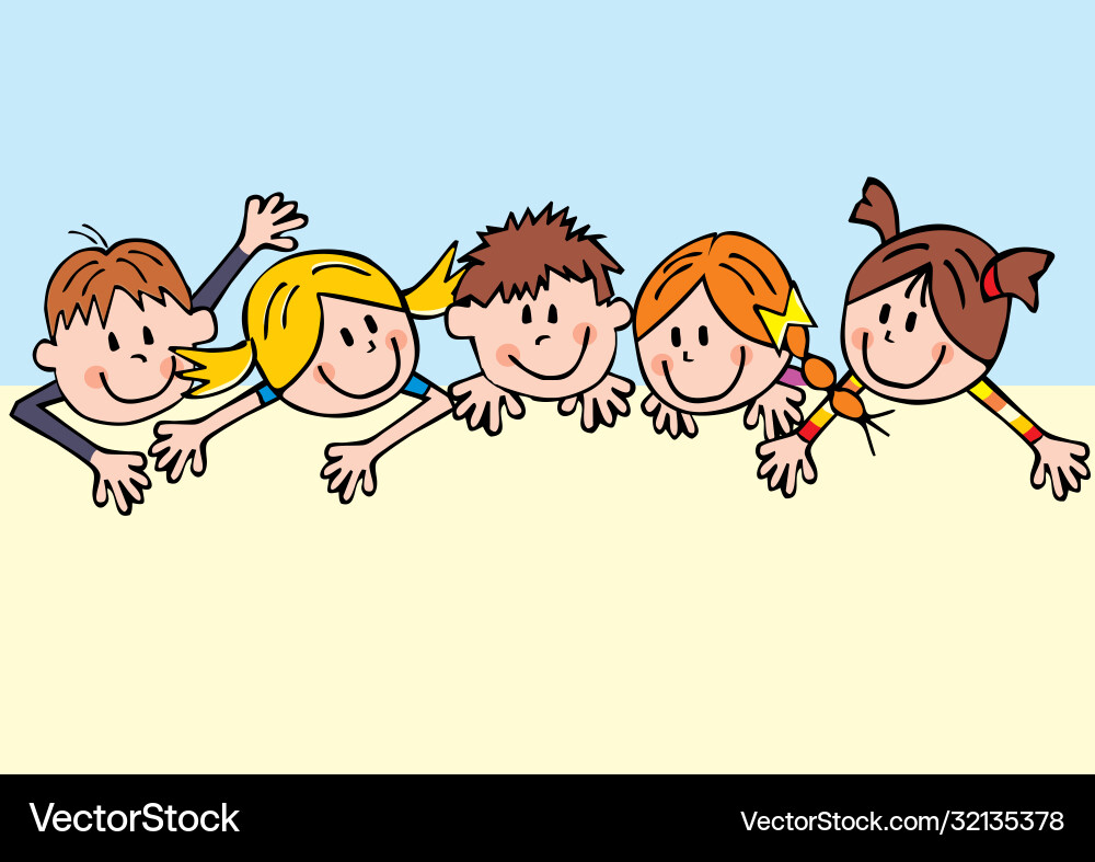 Five children banner Royalty Free Vector Image