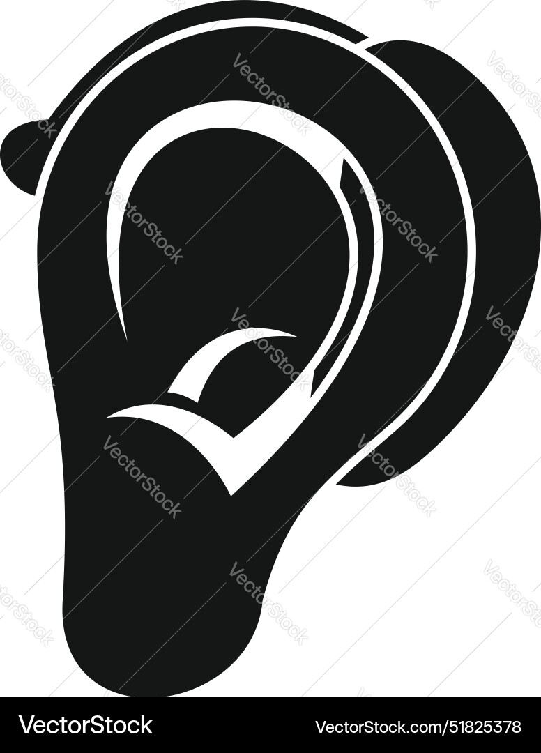 Human ear listening sound wave simple icon Vector Image