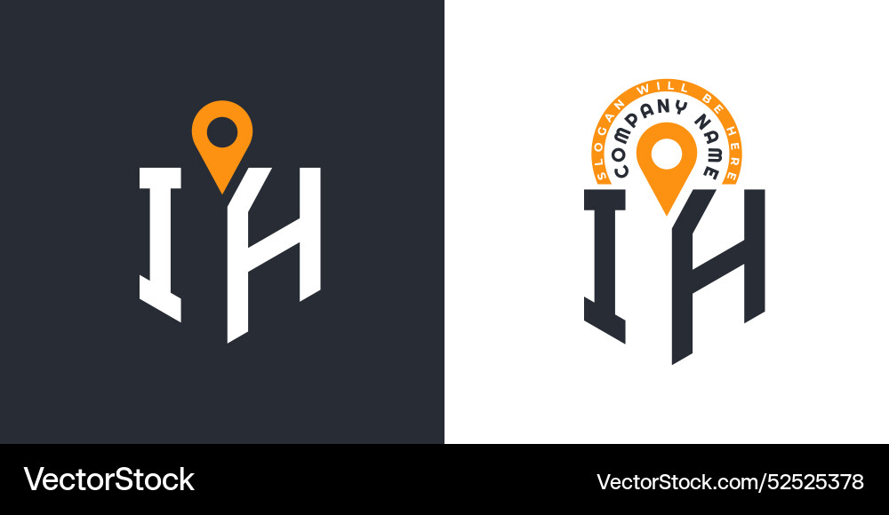 Ih location logo bundle letter dual icons Vector Image