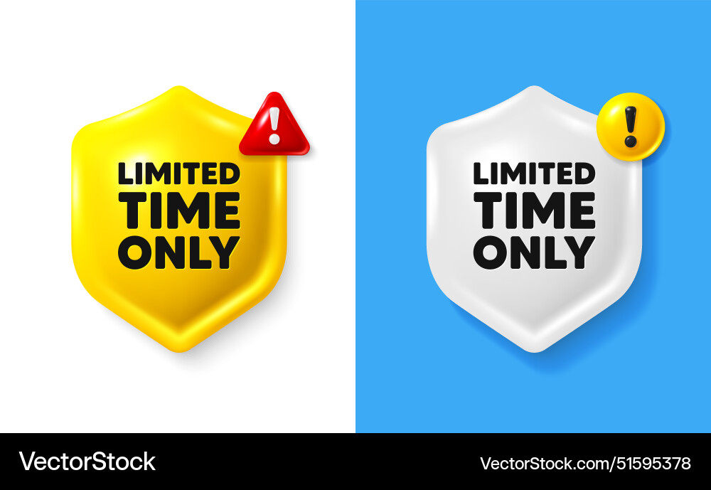 Limited time symbol special offer sign shield 3d Vector Image