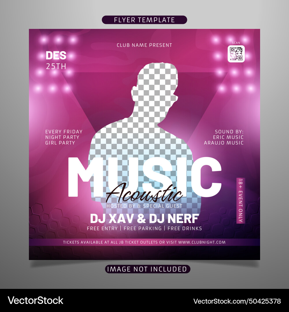 Music party flyer template Royalty Free Vector Image