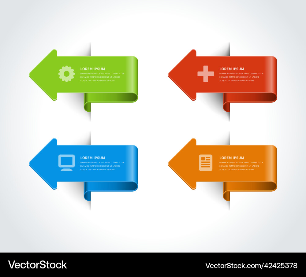 Realistic curved arrows glossy paper bookmark Vector Image