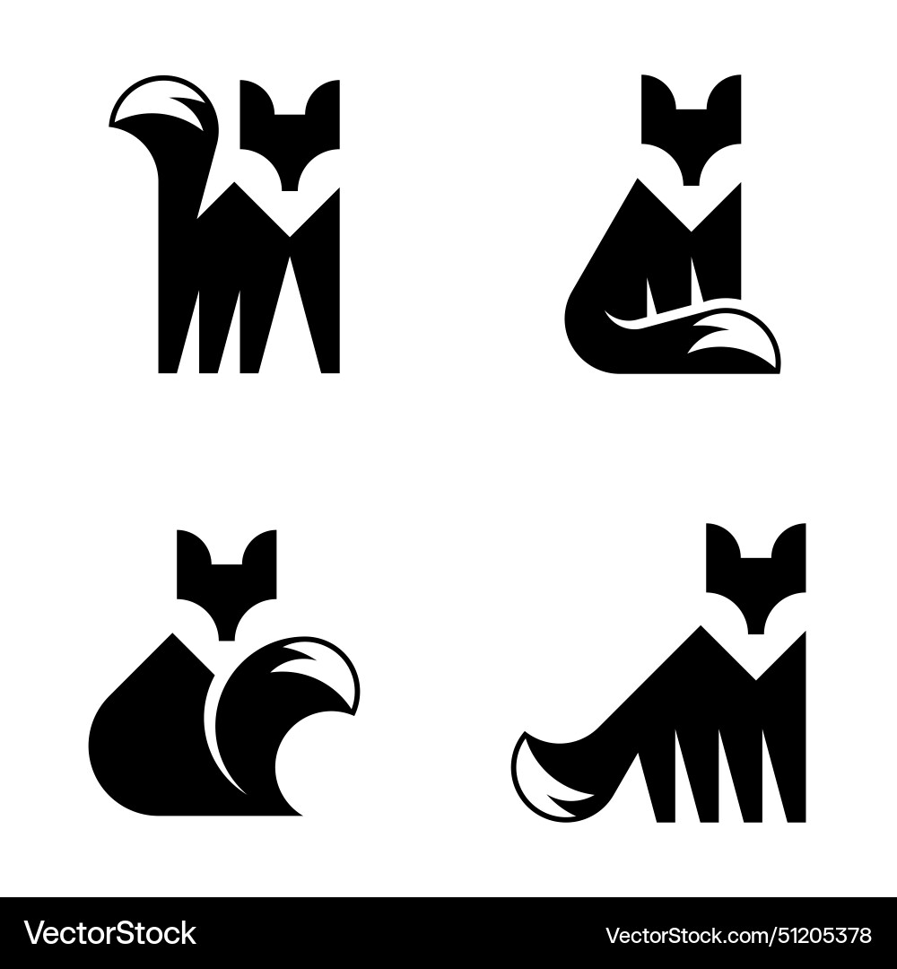 Set of fox logo Royalty Free Vector Image - VectorStock