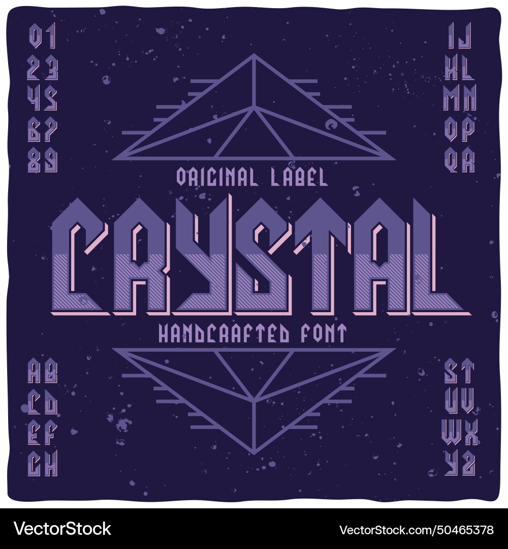 Vintage label typeface called crystal Royalty Free Vector