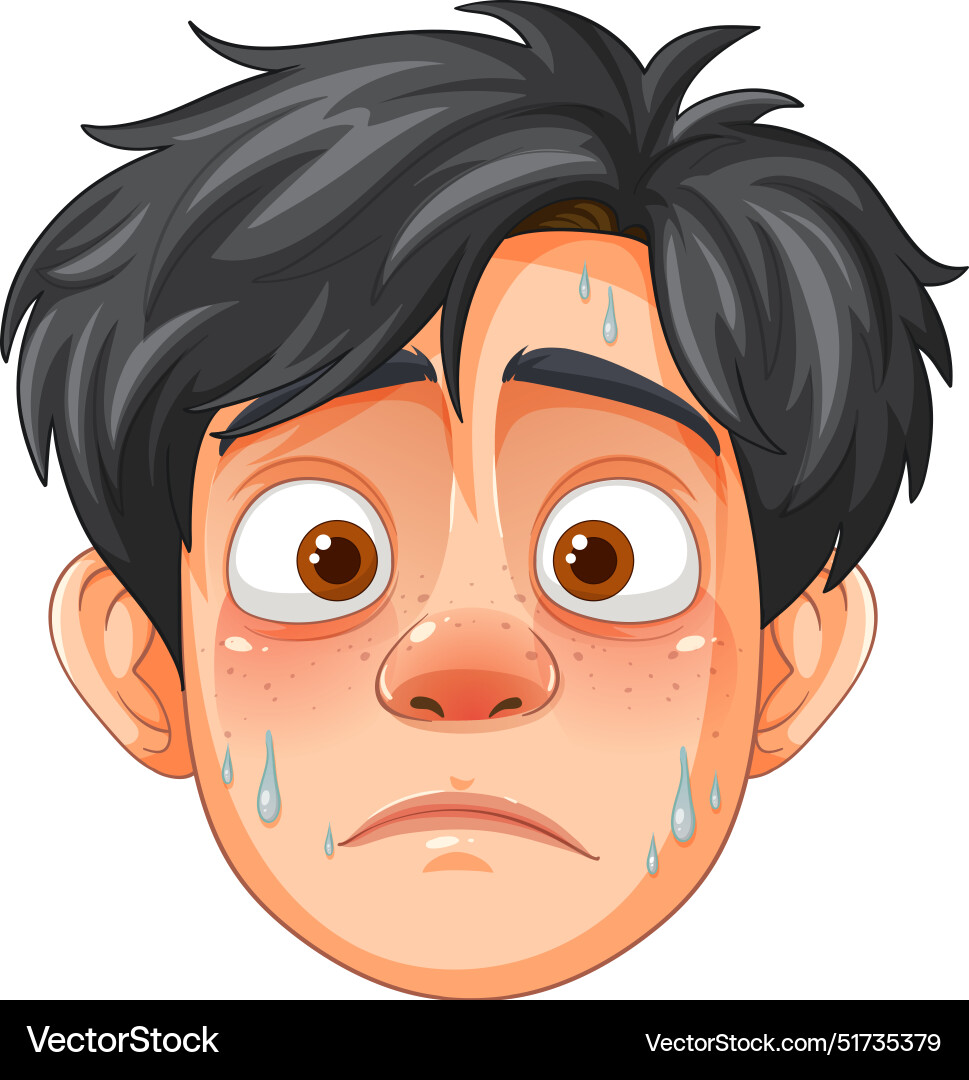 A worried sweating cartoon face Royalty Free Vector Image