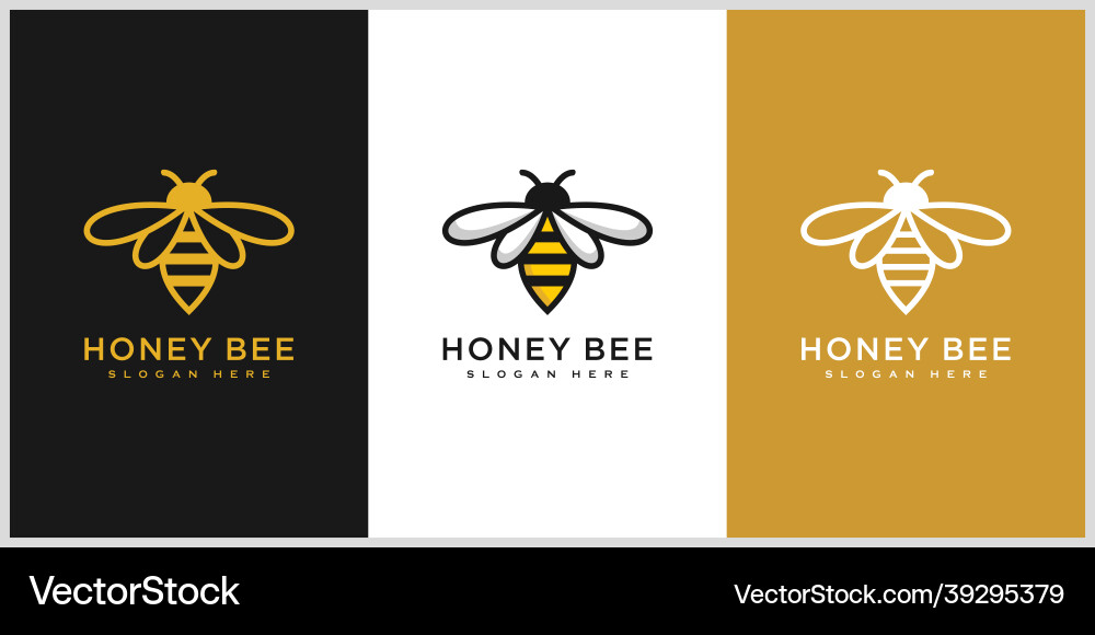 Honey Bee Logo Set Royalty Free Vector Image - VectorStock