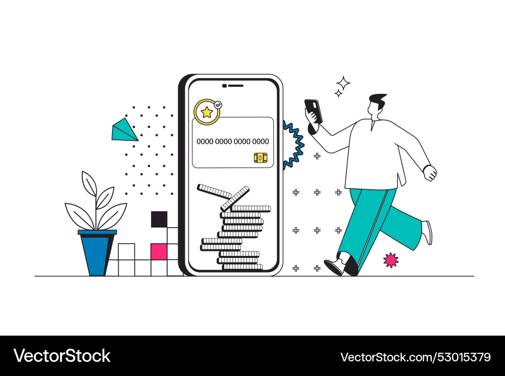 Mobile banking outline Royalty Free Vector Image