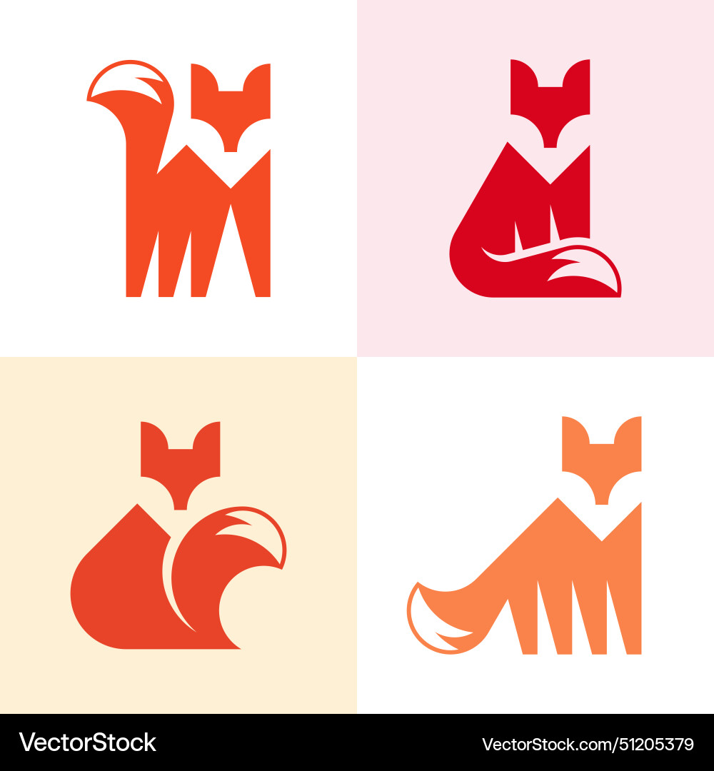 Set of fox logo Royalty Free Vector Image - VectorStock