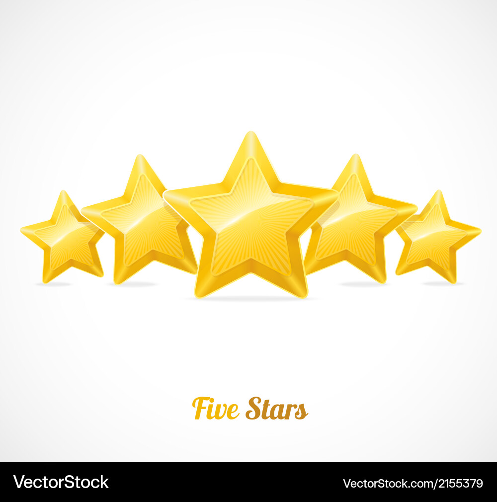 Star rating with five gold stars concept Vector Image