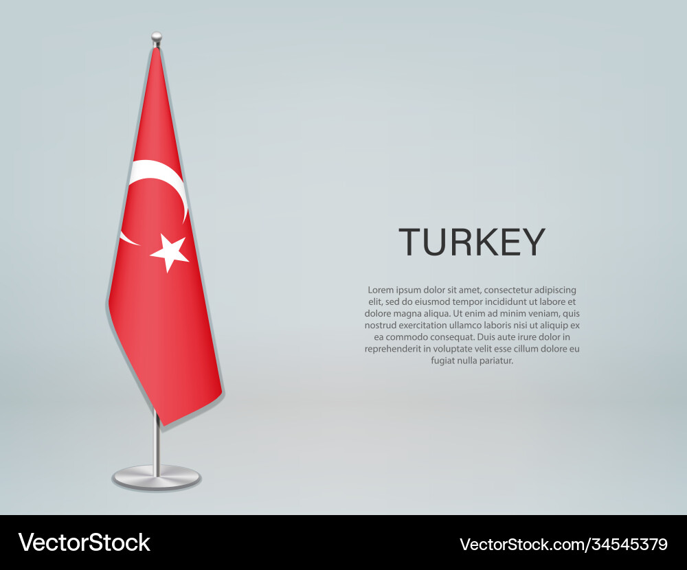 Turkey hanging flag on stand template Royalty Free Vector