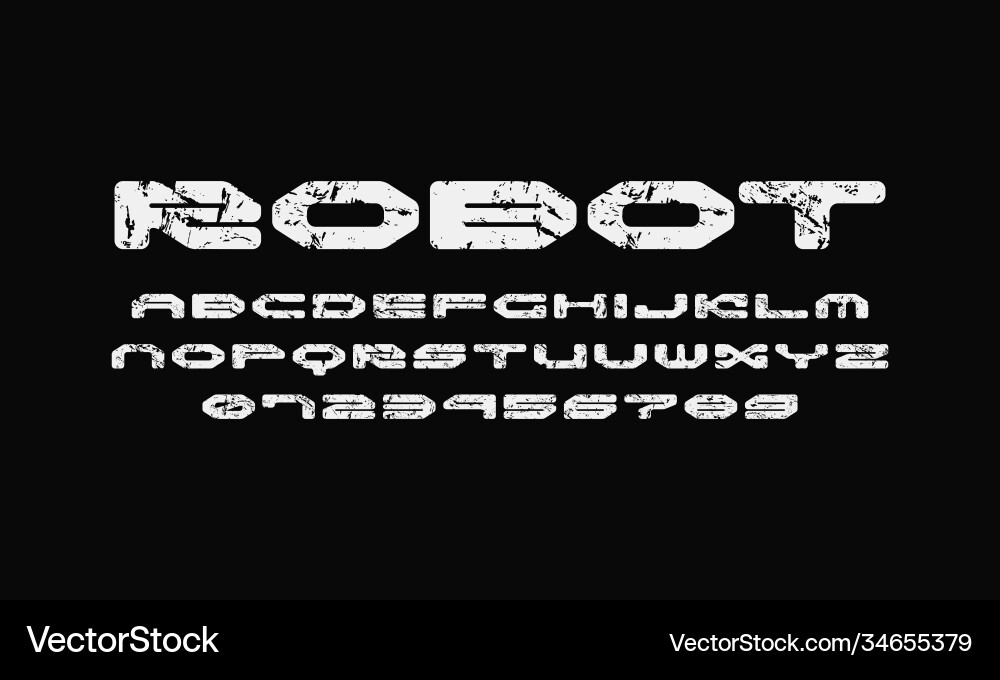 Wide sans serif font with rounded corners Vector Image