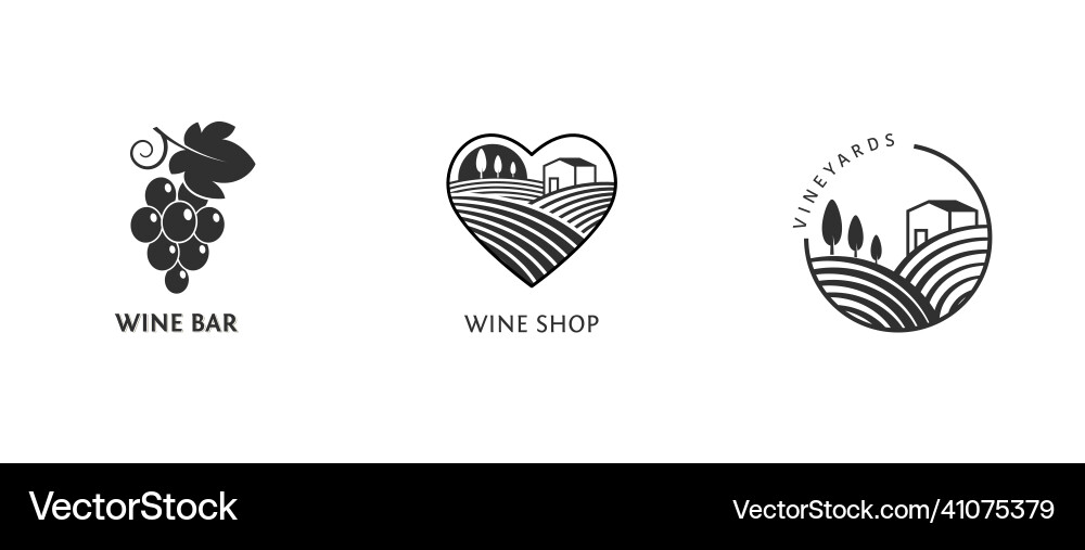 Wine vineyard organic natural winery logo Vector Image