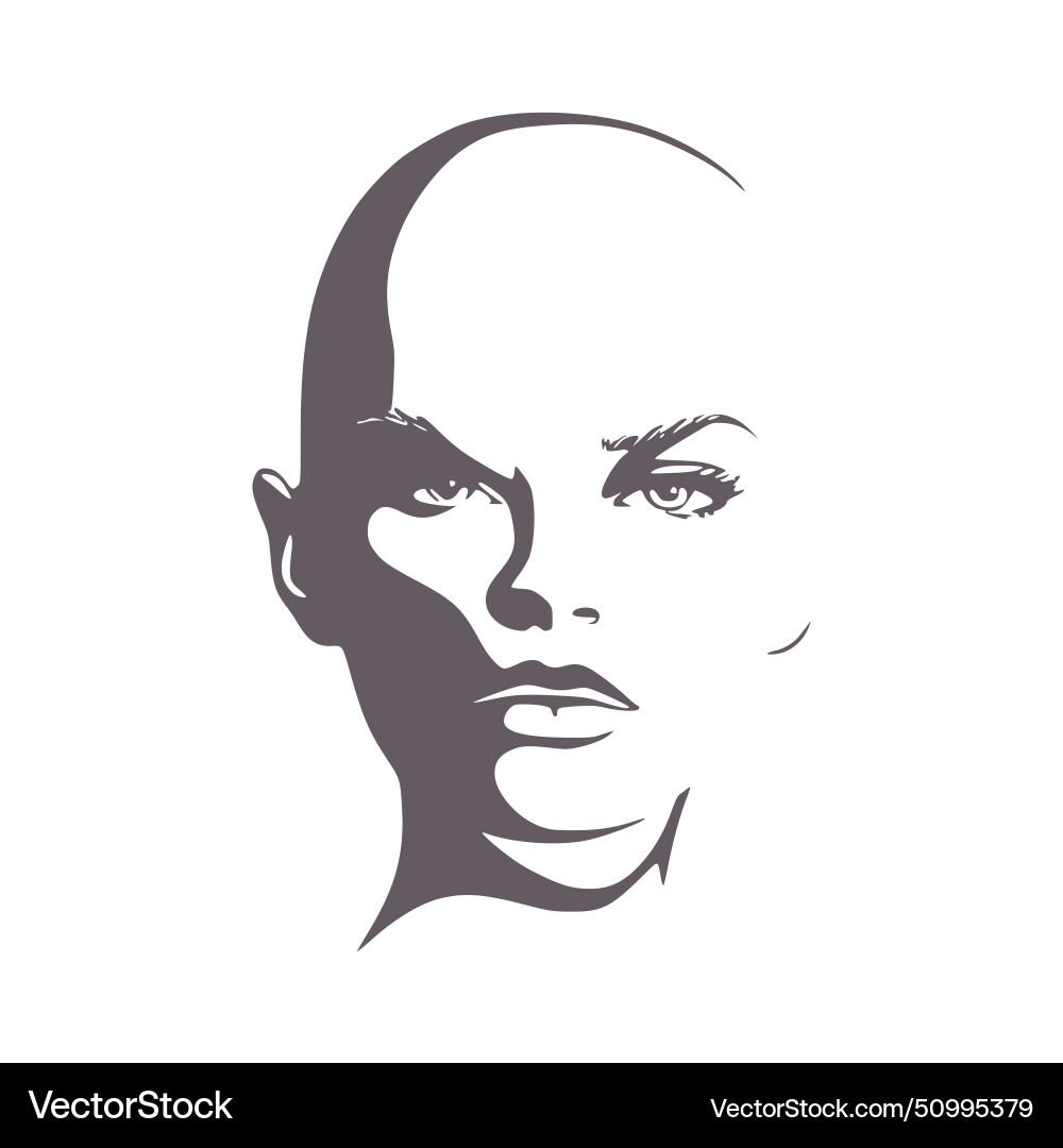 Young woman face front view in low key style Vector Image