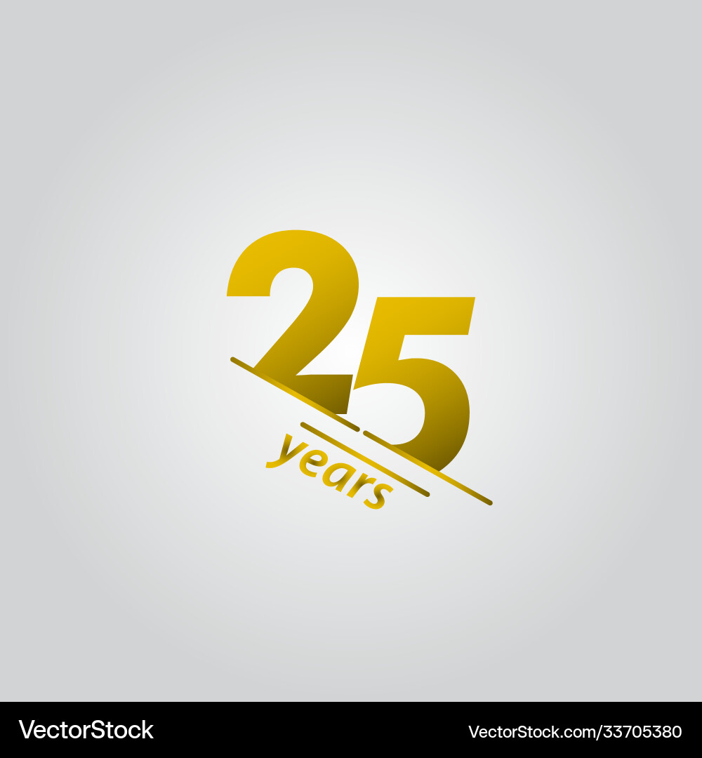 25 years anniversary celebration gold line Vector Image