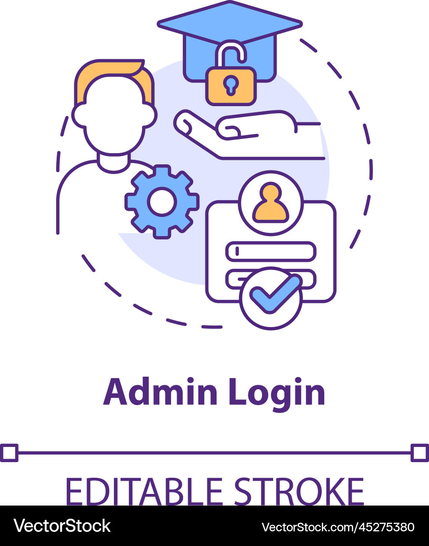 Admin login concept icon Royalty Free Vector Image