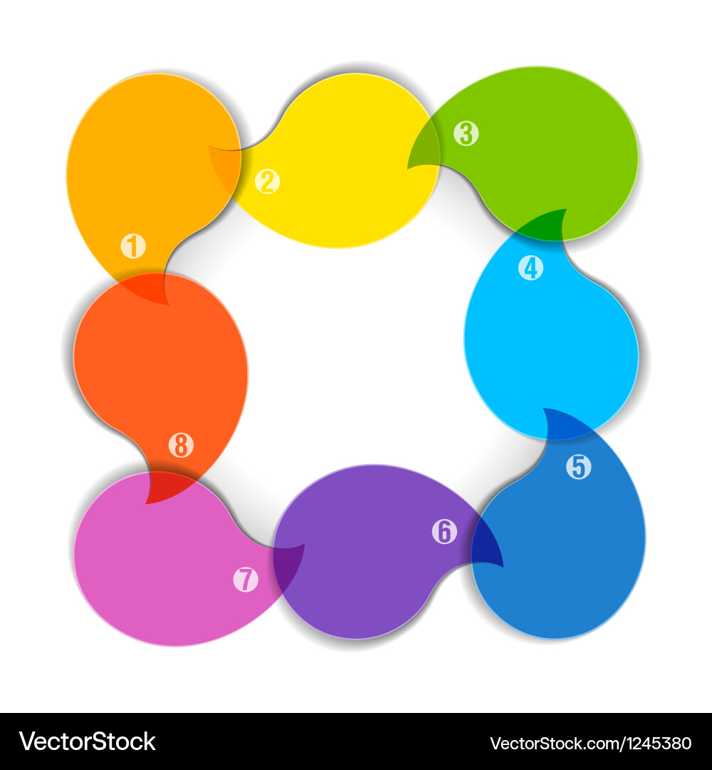 Colorful diagram with eight blank boxes Royalty Free Vector